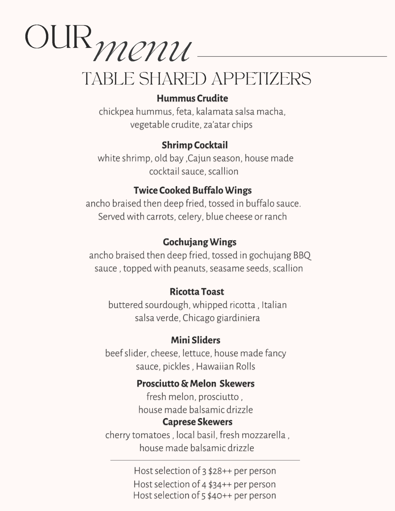 Event Menu - We can make any special event come to life